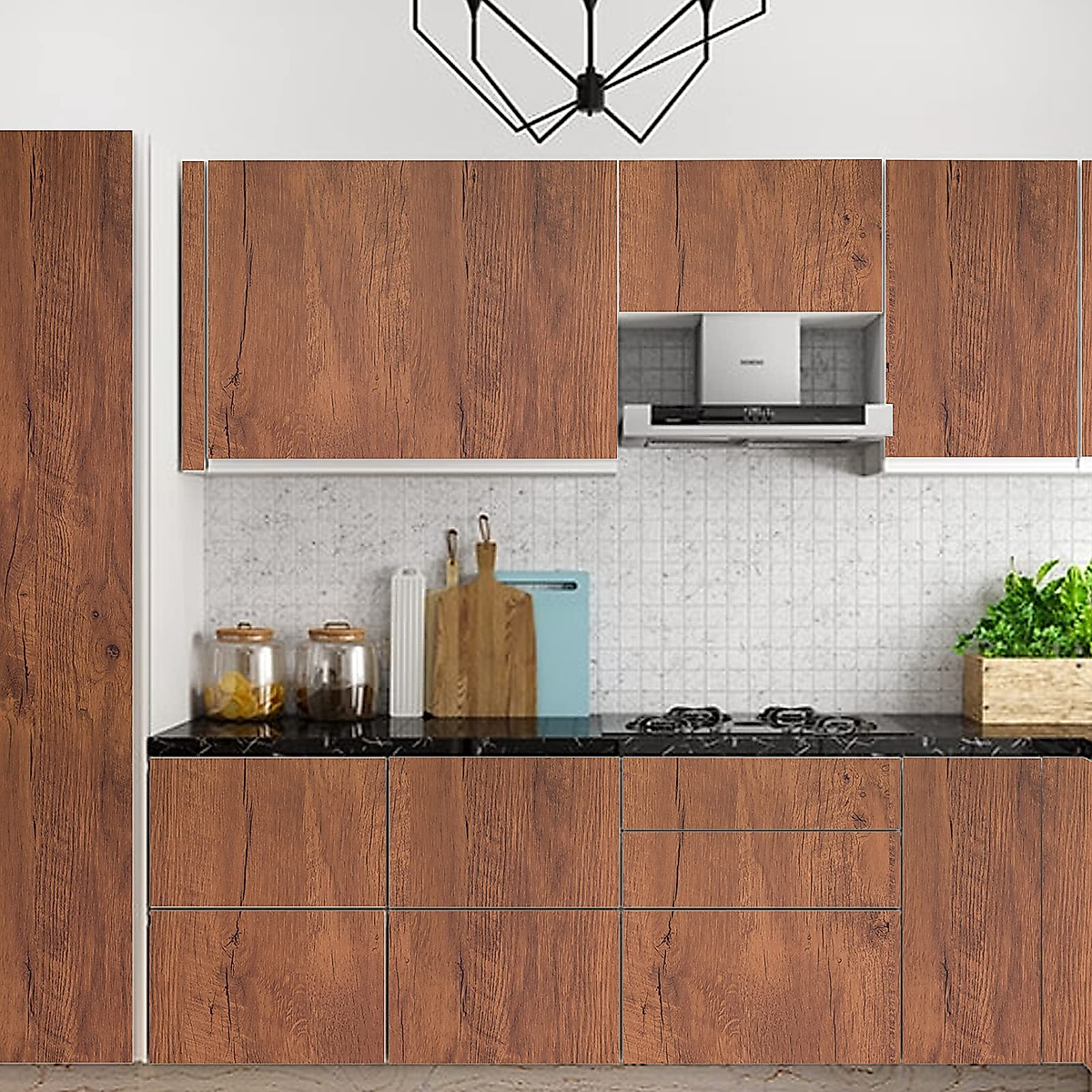 Wood Grain Contact Paper 23.6" X 118" Removable Vinyl Film Red Brown Wood Wallpaper Peel and Stick Textured Self-Adhesive Shelf Panel Decorative Wall Liner Apply for Old Furniture Kitchen Cabinets