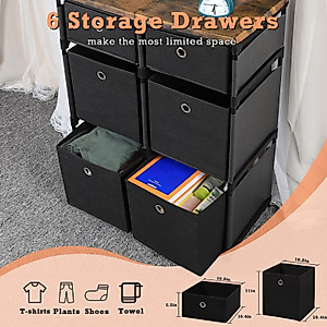 MOOACE 6 Drawers Storage Organizer, Fabric Storage Drawers Dresser and Chest of Drawers, Small Dresser Cube Storage Shelf for Closets Living Room Hallway Entryway, Black