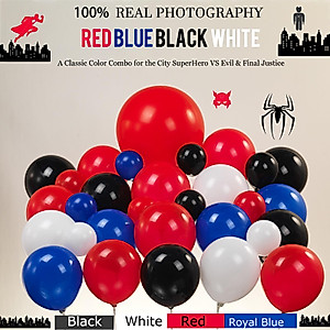 Blue Red Black white Balloon Garland Arch Kit 140PCS with Large Starburst mylar balloons for Spider Theme boy birthday Party Man Superhero inspired decorations