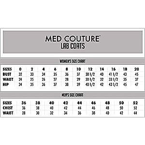 Med Couture Women's Lab Coat 37 inch White Labcoat Long, White, Medium