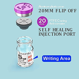 Biocomma 10pcs 5ml Sterile Empty Vial with Plastic Aluminum Flip Off Caps，Penicillin Bottle 20mm Crimp Top Sterile Transparent Borosilicate Lab Sample Vial (Transparent)