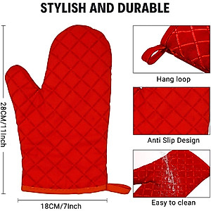 Oven Mitts Heat Resistant 500 Degrees- Non Slip Silicon Kitchen Gloves for Grilling/Cooking/Baking/Barbecue 1 Pair