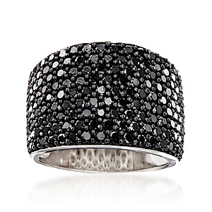 Ross-Simons 3.70 ct. t.w. Pave Black Spinel Ring in Sterling Silver. Size 8