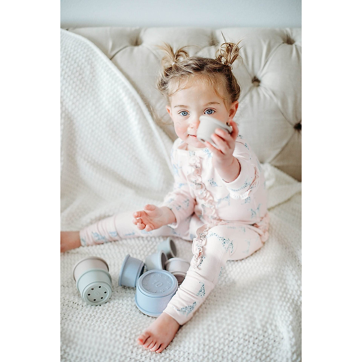 BraveJusticeKidsCo. Silicone Educational Stacking Cups (10 Pieces) | Baby Sorting and Counting | Bath Toys | Early Motor Development | Best Montessori Toy Gift for 6 Month+ Boys & Girls