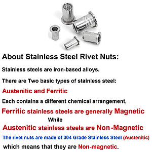 Stainless Steel Rivet Nuts Kit #8-32#10-24 1/4"-20 5/16"-18 3/8"-16 Threaded Insert Nutsert Rivnuts