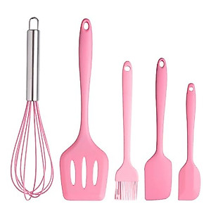 Rehomy- 5pcs Kitchen Cooking Utensils Set BPA Free Heat Resistant Kitchen Utensils Slotted Turner Spatulas Brush Whisk for Kitchen Cooking Baking