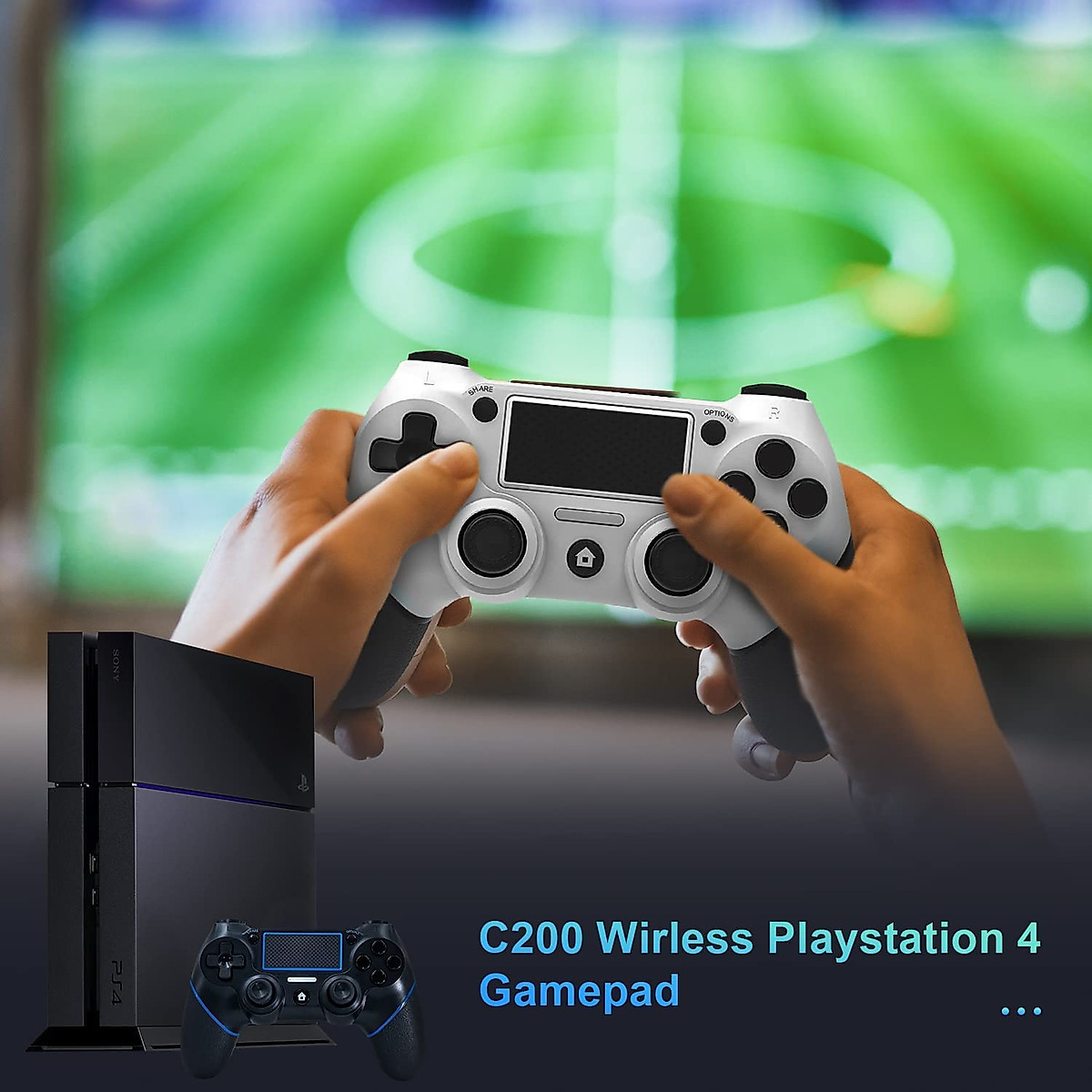 SADES PS-4 Wi'reless Controller Gamdpad for Playstation 4/ PS-4 Pro Console, Remote Joystick with Enhanced Responsiveness, Motion Motor/LED Lights/Audio Function/Anti-Slip Design(Ship from USA)