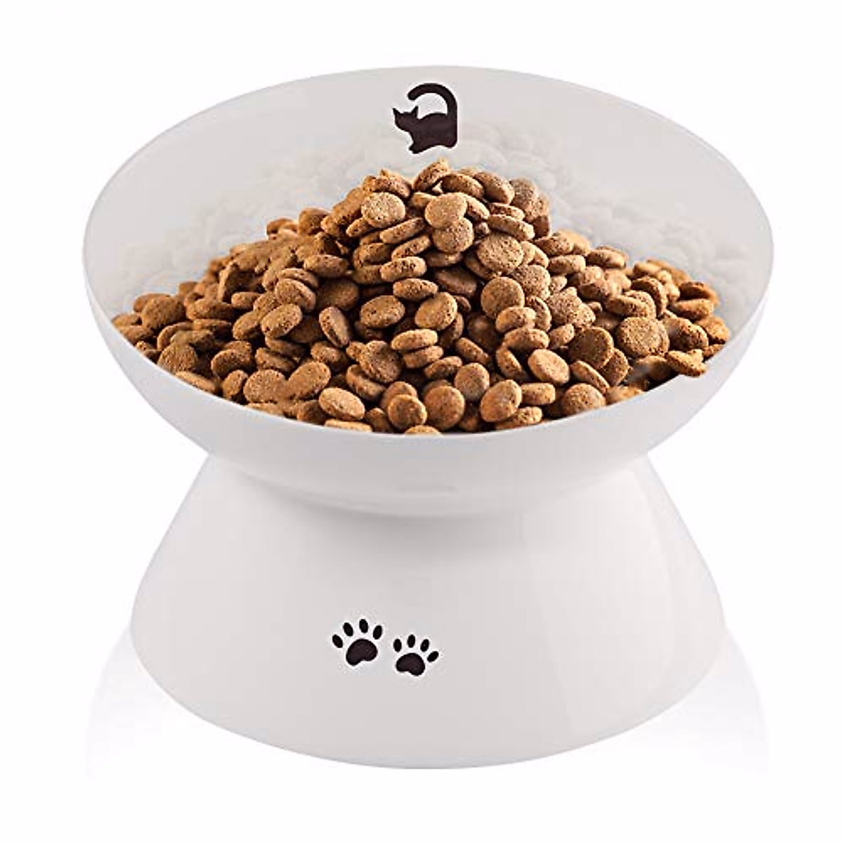 immaculife Ceramic Raised Cat Food Bowl, Slanted Cat Dish, Tilt Angle Protect Cat's Spine, Stress Free, Backflow Prevention