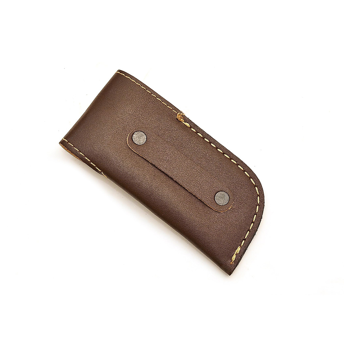 5" Genuine Leather Knife Holster with Belt Buckle – Holding Sheath for Pocket Knives, Folding Knife- Compact Draw EDC Knife Holster Belt – Brown, Camping, Hunting, and Outdoors.