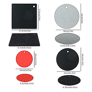 Silicone Trivet Mat, Vituer 4PCS Trivets for Hot Dishes, Non-Slip & Heat Resistant Kitchen Hot Pads for Countertops & Table, Food Grade Silicone & BPA Free Kitchen Trivet - (1 Squared + 3 Round)