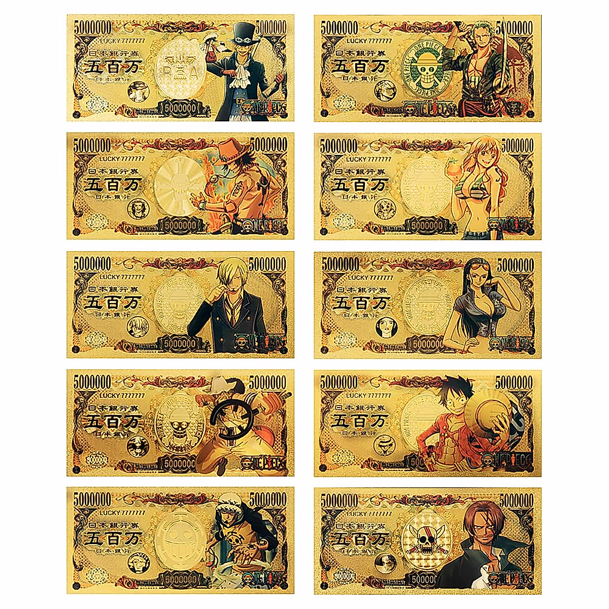 6UH8MB Japanese Anime ONE Piece Edition Bookmarks, Collectibles, banknotes and Gifts. （10pcs）Japanese Anime ONE Piece Edition Bookmarks, Collectibles, banknotes and Gifts. （10pcs）