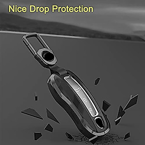 K LAKEY Alloy Metal Key Fob Cover,Compatible with Porsche 911 Cayenne Cayenne Coupe Panamera Taycan Remote Keyless Key Fob,Armor TPU Key Fob Case Protector with Keychain Black