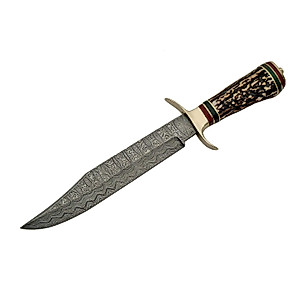 SZCO Supplies Damascus Bowie Hunting Knife