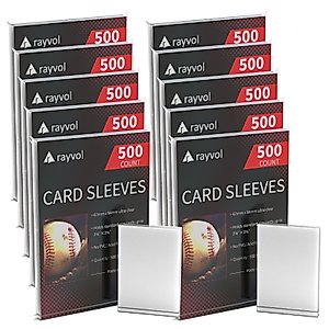 Rayvol 500 Soft Penny Card Sleeves, 67 x 94mm Card Sleeves Fit 2-5/8'' x 3-5/8'' Trading Cards, for Baseball Cards, Sports and Other Trading Card Games (500 x 1 Pack)