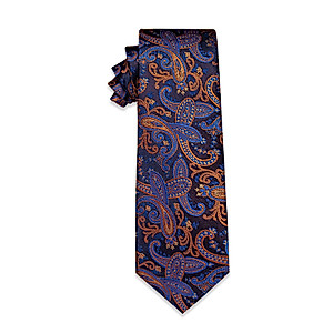 YourTies Rust Paisley Ties for Men Jacquard Woven Silk Necktie 3.15'' Formal Burnt Orange Tie for Wedding Business Party