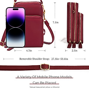 WITERY Small Cellphone Crossbody Purse- Lightweight Leather Travel Phone Crossbody Bags Shoulder Bags with 2 Shoulder Straps & Credit Card Slots for Women