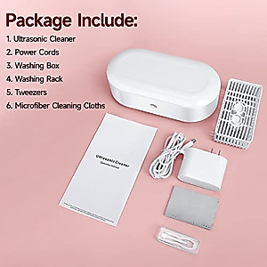 Ultrasonic Cleaner Jewelry Cleaner,Mankiw Portable Professional Jewelry Cleaner Ultrasonic Machine with Stainless Steel Tank for Cleaning Jewelry Eyeglasses Watches Shaver Heads(White)