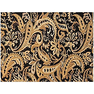 57" Wide Paisley Drapery Upholstery Chenille Fabric Black Color Sold by The Yard