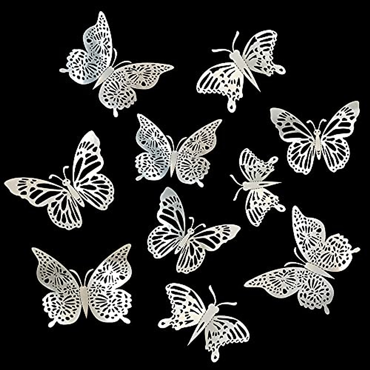 Mudboo 48 Pcs 3D Butterfly Wall Stickers,3 Styles 3 Sizes,Removable Wall Sticker Butterfly Wall Decals Decoration for Kids Bedroom Nursery Classroom Party Wedding Decor DIY Gift (Silver)