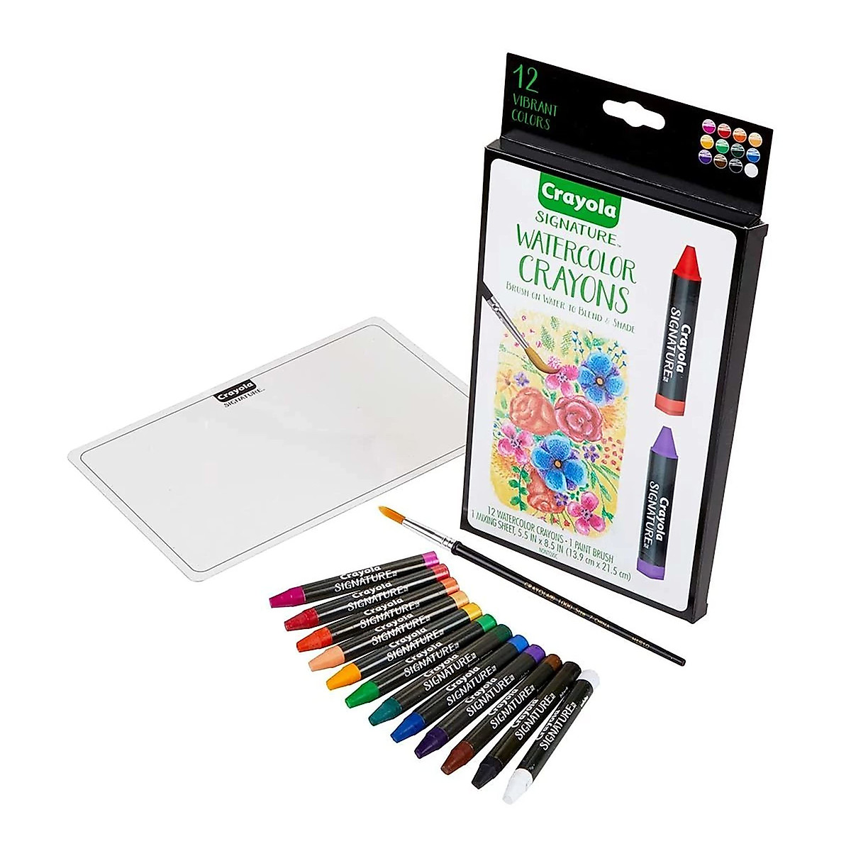 Crayola Signature Premium Watercolor Crayon Sticks & Paintbrush, 12 Count, Gift