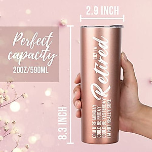 Onebttl Retirement Gifts for Women, Funny Retirement Tumbler 20oz, Retired Gifts for Coworkers, Grandma, Friends - Rose Gold (I'm Retired)