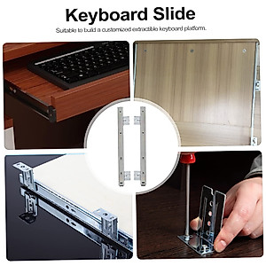 STOBOK 1 Pair Keyboard Rails Computer Desk Shelf Steel Office