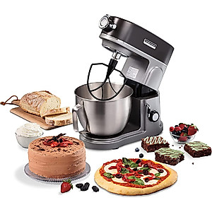 Hamilton Beach 63240 Professional Stand Mixer 5 Quart Specialty Attachment Hub Grey Bundle with 1 YR CPS Enhanced Protection Pack