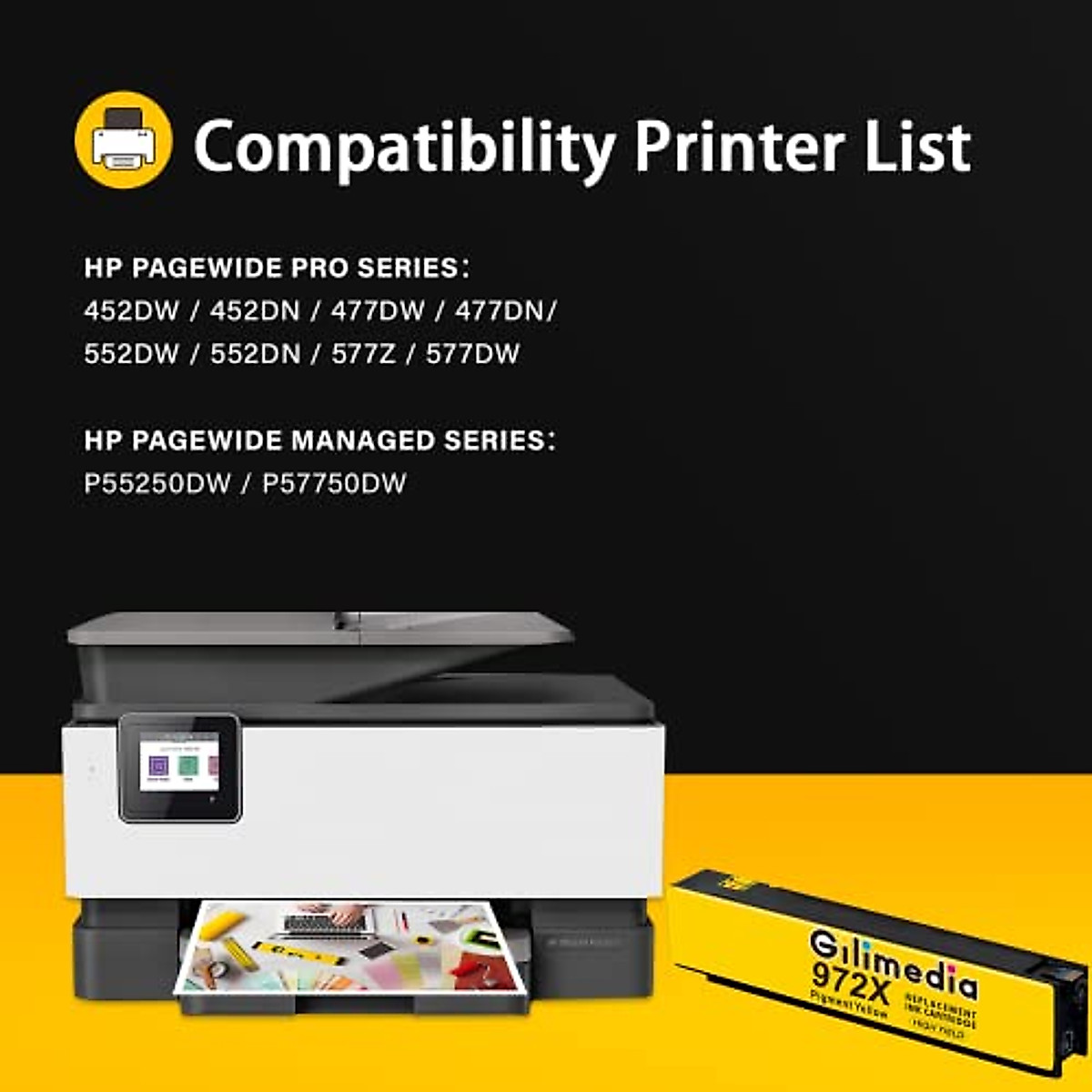 972X Yellow Ink Cartridge (1-Pack) High Yield | Compatible Replacement for HP 972x Work with PageWide Pro MFP 477dw 477dn 552dw 577dw 452dw 577z 452dn Printer