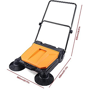 YIYIBYUS Hand-Push Sweeping Sweeper,26 Inch 15L Industrial Manual Push Sweeper Foldable Walk-Behind Floor Sweeping Machine for Clean up Garden Warehouse Road School Hotel