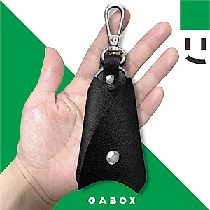 Black Bat Leather Keychain Car Key Fob EDC Key Chain Case Accessories with Key Ring Clip, Snap Closure, for Men Women Boyfriend Gifts