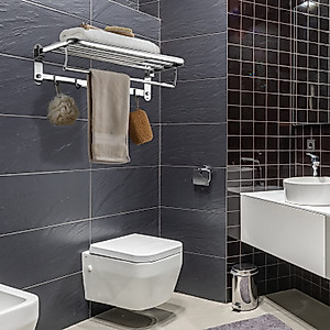 Towel Rack - Stainless Steel BathTowel Rack,Polished 304 Stainless Steel 5 Hooks Towel Shelf，23 inches Foldable Wall Mounted Bathroom Towel Holder