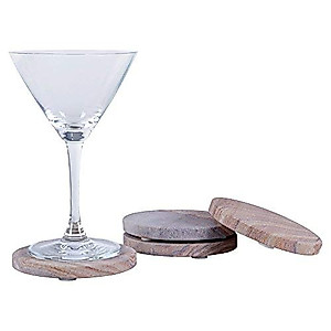 GoCraft Sandstone Absorbent Round Coasters | Natural Yellow Sandstone Coasters for Drinks, Beverages & Wine/Bar Glasses (Set of 4)