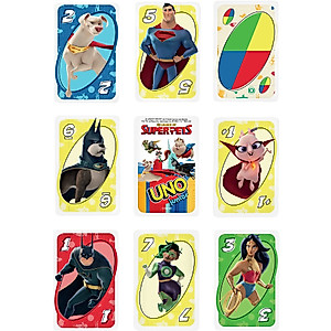 Mattel Games ​UNO Junior DC League of Superpets Card Game for Kids with Simple Rules, 3 Levels of Play & Animal Matching