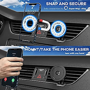 Quarble Ultimate Stable Air Vent Car Mount Holder Compatible with Magsafe Case iPhone 14 13 12/Pro/Pro Max/Mini (Wearing No Case or Magsafe Case) 360° Adjustable No Metal Plate Needed