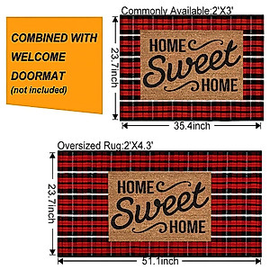 Christmas Outdoor Rugs 24 x 51''Black Red Buffalo Plaid Front Porch Rug Hand-Woven Machine Washable Indoor/Outdoor Layered Door Mats for Entryway/Bedroom/Outdoor