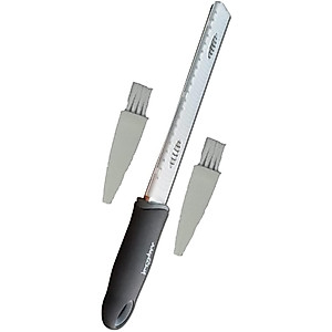 Citrus Lemon Zester & Cheese Grater by AdeptChef - Parmesan Cheese, Lemon, Ginger, Garlic, Nutmeg, Vegetables, Fruits - Very sharp Stainless Steel Blade Protective Cover, Dishwasher Safe