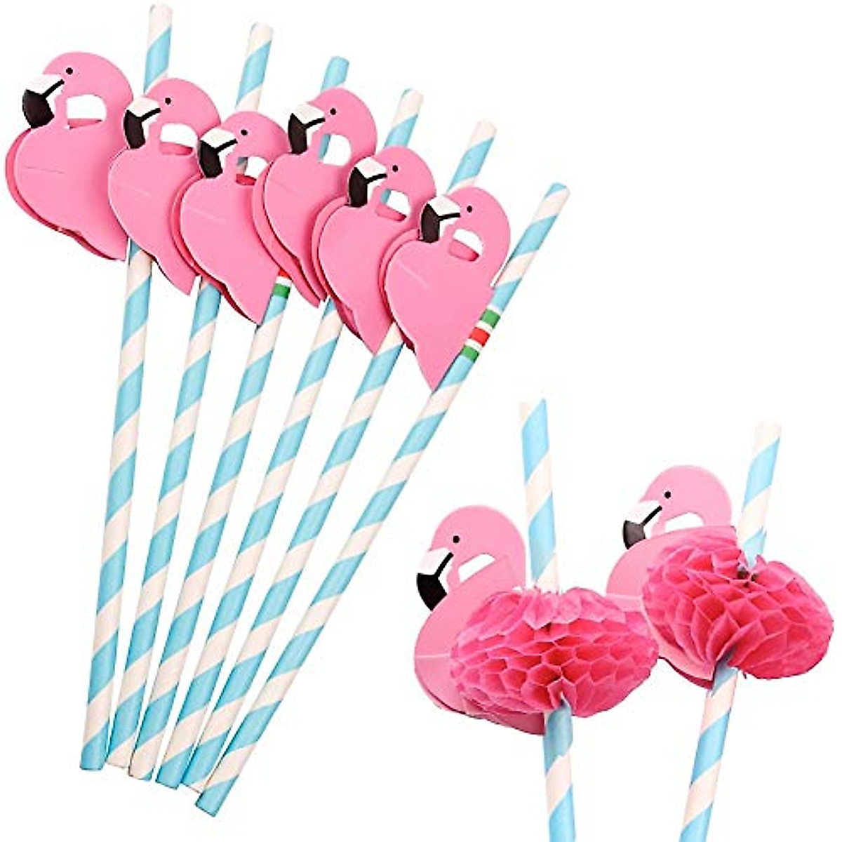 HANSGO 180PCS Halloween Paper Straws and Flamingo Paper Straws