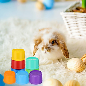 Charniol 8 Pcs Stack up Bunny Cups Bunny Toys Rabbit Stacking Cups Toys Rabbit Toys Snack Cups Rainbow Colors Plastic Nesting Toys for Small Animals Rabbits Bunny