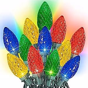 warlkde 50LEDs Christmas String Lights, C9 Christmas Lights with 29V Safe Adaptor, End-to-End, UL Certified Fairy Lights for Christmas Tree, Patio, Garden, Party, Wedding, Holiday Decoration