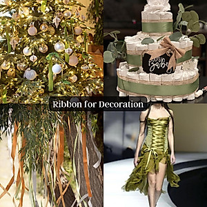 2 inch Light Olive Ribbon Satin Double Face Ribbons for Gift Wrapping Party Decoration Floral Arrangement Silk Ribbon for Wedding Decor Ribbon Light Olive Solid Ribbon Roll 2 in x 25 Yards