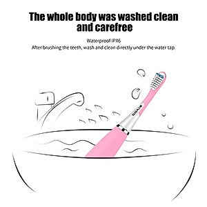 KIVOS 4 Replacement Heads and 1 Case, Children Electric Toothbrush Ultrasonic Kids Sonic Powered Brush, 30 Days, IPX6 Waterproof,Travel Container (Pink)