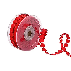 Valentines Wired Ribbon 5/8 in Embossed Heart Valentine Day Ribbon Red Heart Ribbon for Valentine's Day Anniversary Wedding Wrapping Crafts DIY Crafts Party Decor
