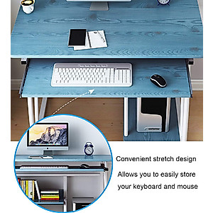 RICHLN Pc Laptop Table Workstation with Storage Shelves for Small Place,Compact Home Office Desk,Computer Desk with Pullout Keyboard Tray