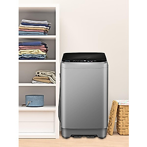 KRIB BLING Full Automatic Washing Machine 25lbs Compact Portable Washing Machine with LED Display, Drain Dump, 10 Wash Programs and 8 Water Levels Ideal for Dorms, Apartments, RV, Grey
