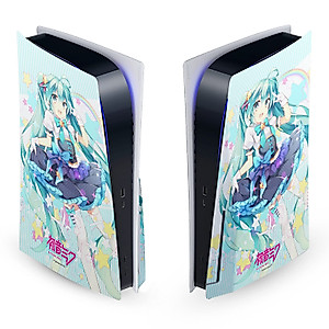Head Case Designs Officially Licensed Hatsune Miku Stars And Rainbow Graphics Vinyl Faceplate Sticker Gaming Skin Decal Cover Compatible With Sony PlayStation 5 PS5 Disc Edition Console