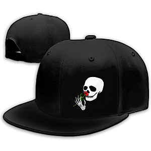 Tijeyi Snapback Hat Flat Bill Hats for Men Skulls Skeleton Hand Rose Flower Funny for Women Dad Adjustable Baseball Cap
