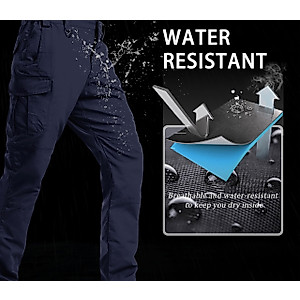 MAGCOMSEN Hiking Pants for Men Quick Dry Military Pants Tactical Pants 9 Pockets Outdoor Pants for Men Lightweight Pants Navy 38