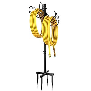 EVEAGE Upgraded Water Hose Holder Freestanding, Hose Stand Outdoor, Garden Hose Holder Stake for Outside Yard, Detachable Double-Sided Suspension Heavy Duty Thick Metal