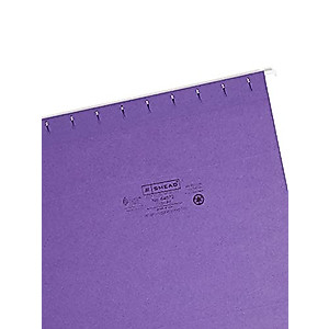 Smead Colored Hanging File Folder with Tab, 1/5-Cut Adjustable Tab, Letter Size, Purple, 25 per Box (64072)