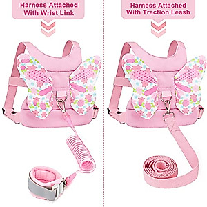 Accmor 3 in 1 Toddler Harness Leashes + Anti Lost Wrist Link, Kids Harness Children Leash for Girls, Child Anti Lost Leash Baby Cute Harness Belt Strap Hold Kids Close While Walking